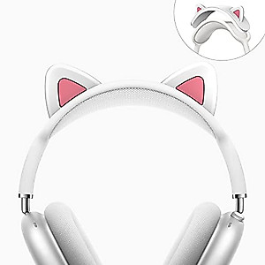WQNIDE Headband Cover for AirPods Max, Cute cat Ears Design Soft Silicone Headphone Headband Protectors/Comfort Cushion/Top Pad Protector Sleeve Compatible with Apple AirPods Max (White)