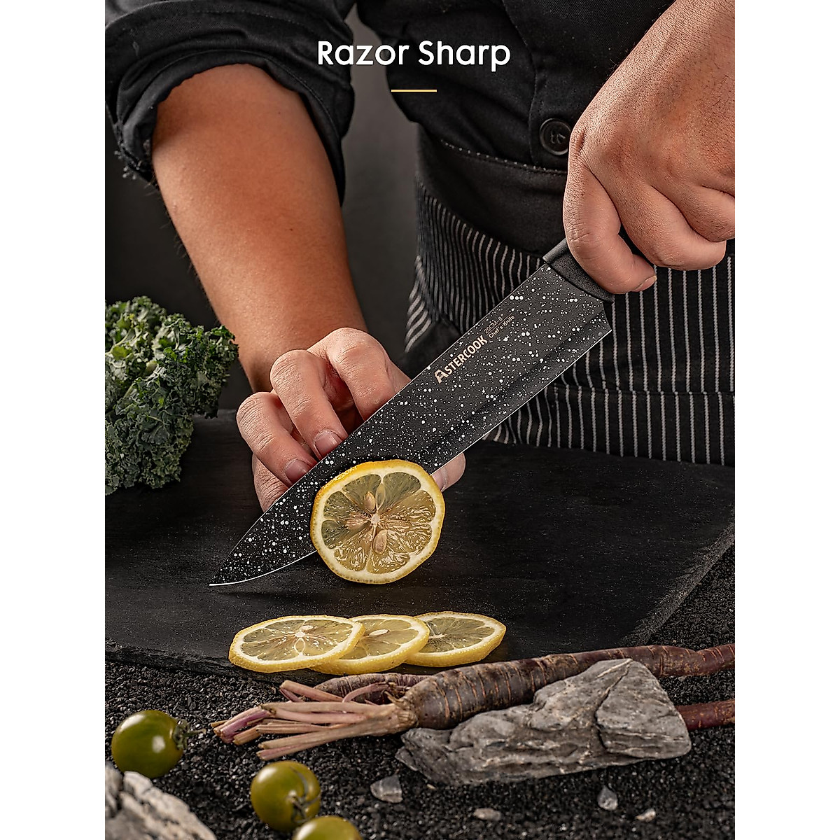 Knife Set, 6 Piece Kitchen Knife Set, High Carbon German Stainless Steel Knives Set, Non-stick Coating, Ultra Sharp, Dishwasher Safe