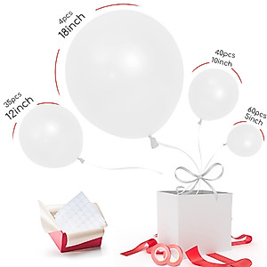 Freechase White Latex Balloons - White Party Balloons 139 Different Sizes 5/10/12/18 Inch, White Balloon Garland Kit for Birthdays, Graduation, Baby Shower, Wedding, and Bachelorette Party Balloons