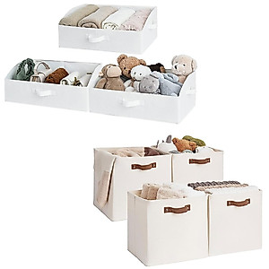 StorageWorks 3-Pack Foldable Trapezoid Storage Bins with 4-Pack Closet Storage Cubes