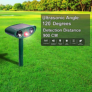 Ultrasonic Animal Repeller, Solar Powered Animal Repellent, Waterproof Animal Deterrent Devices Outdoor Repels Cat, Dog, Fox, Derrent, Rat, etc