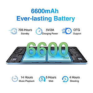 DOOGEE Android 13 Tablet T10S 10 incht Tablet IPS FHD Screen, 11GB RAM + 128GB ROM (Expand 1TB), TUV Low bluelight, 6600mAh Battery, 8MP+5MP Camera, Widevine L1 Tablet Android