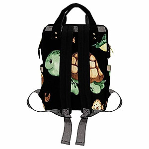InterestPrint Personalized Little Turtle Diaper Bags Backpack with Name Custom Baby Bag Nursing Nappy Bag Travel Tote Bag for Girl Boy