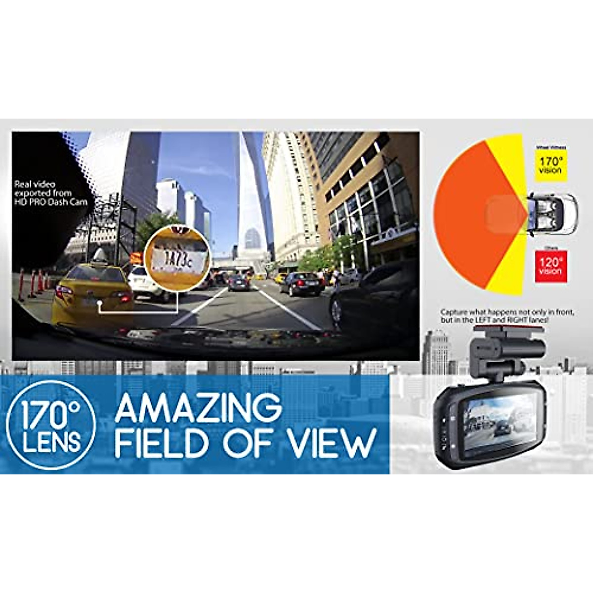 WheelWitness HD PRO Mark II – Premium Dash Cam - Sony Starvis - Super Capacitor - iOS Android App - 170° Super Wide Lens - Night Vision Dashboard Camera - for 12V Cars & Trucks