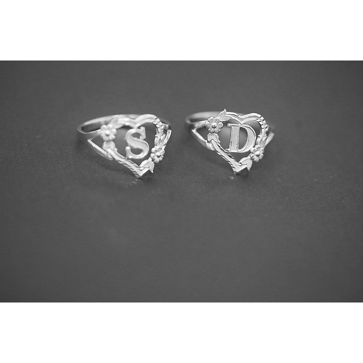 CaliRoseJewelry Sterling Silver Initial Alphabet Heart Personalized Ring (Size 4.5) - Letter S