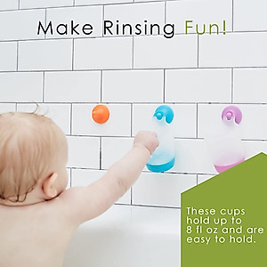 Puj–Phillup Cups, Hangable, Rinse-and-Play Reusable Plastic Cups, Fun Cups for Kids, Set of 2 Kids Cups with 2 Grippy Hooks (Azul and Citron - 2Pack)