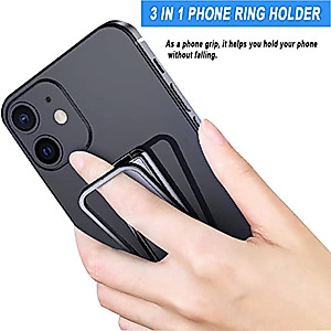 2 Pack Cell Phone Ring Stand Holder, IOUALEY Finger Kickstand 360° Rotation Adjustable Portable Metal Finger Grip Ring Kickstand Fits Most Smartphone Tablets Desk Office Car Mount, 2 Colors