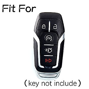 BTSMONE Silicone Key Fob Cover Case Skin Jacket for Ford F-150 Lincoln Fusion MKZ Mustang MKC 5 Buttons Smart Key Black