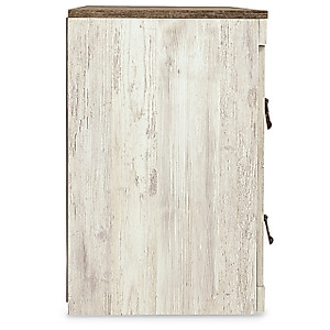 Signature Design by Ashley Willowton Shabby Chic Large TV Stand up to 60" with 3 Shelves and Fireplace Option, White