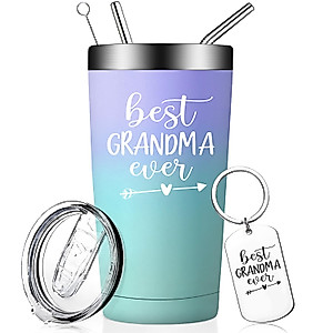 Fufandi Grandma Gifts, Best Grandma Ever - Grandma Gifts from Grandchildren - Gifts Ideas for Grandma - Mothers Day Christmas Birthday Gifts for Grandma, Grandmother, Nana - Tumbler Cup 20oz