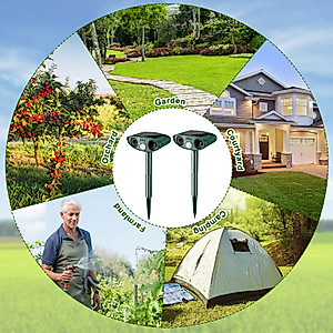 Ultrasonic Animal Repellent Solar Powered Pest Repeller Motion Activated Cat Dog Deterrent Waterproof with Motion Sensor for Squirrels Raccoon Rabbit Fox, Garden Yard Farm (Green, 2 Pieces)