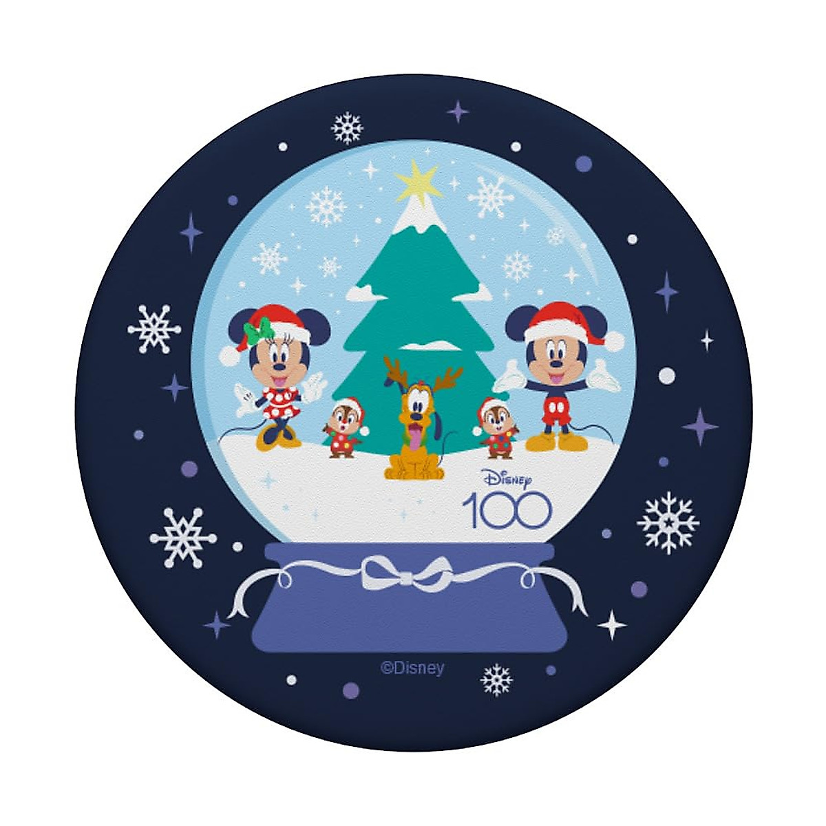 Disney 100 Mickey Minnie Chip Dale Pluto Christmas SnowGlobe PopSockets Standard PopGrip