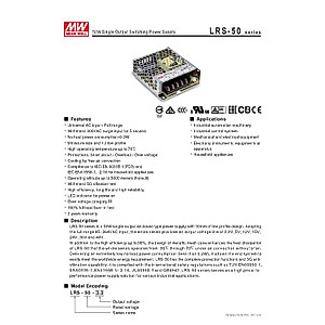 [Enclosed Type/LRS-50 Series/Industrial Use] Mean Well LRS-50-24 50W Single Output Switching Power Supply(24V 2.2A)