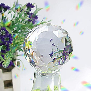 Clear Glass Crystal Ball Prism Suncatcher Rainbow Maker, Sphere Faceted Gazing Ball for Window, Feng Shui, Home Office Garden Decoration(100mm/3.94inch)