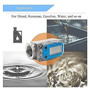 Flow Meter 1.5 Inch Digital Flow Meter LCD Display Fuel Water Flow Meter, Flowmeter for Kerosene Gasoline Water High Stability and Convenient Operation, 260836725