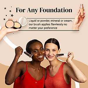 Foundation Brush Flat Top Kabuki By Keshima - Premium Foundation Brush for Liquid Makeup, Cream, and Powder - Buffing, Blending, and Face Brush (Regular Size, White)