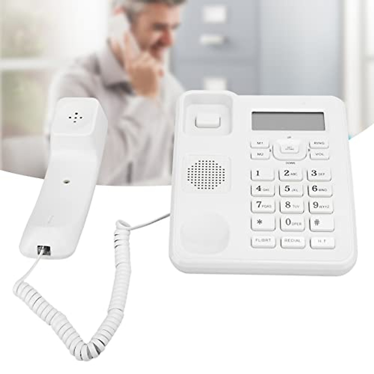 Eboxer Corded Telephone, Large Button Business Landline Phone, DTMF FSK Dual System, with LCD Screen Display, 16 Ringtones, for Household Hotel Domestic Home Office, White