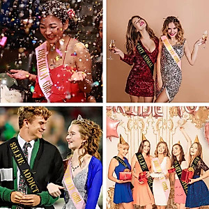 10 Pack Birthday Sash for Women Group,Happy Birthday Party Supplies Sashes Favors Decorations for Women,Birthday Squad Girls Glitter Sash Set,9 Funny Sashes,1 Birthday Girl Sash(Black and Rose Gold)