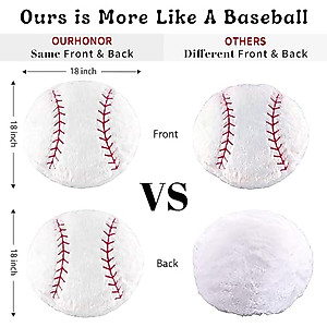 OurHonor Baseball Plush, 18 inch Baseball Pillow Soft Fluffy Football Stuffed Plushies Toy Comfortable Cushion Room Decorations Party Gift for Boy & Girls