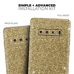 DesignSkinz Sparkling Gold Ultra Metallic Glitter | Protective Vinyl Decal Wrap Skin Cover Compatible with The Samsung Galaxy S10 (Full-Body, Screen Trim & Back Glass Skin)