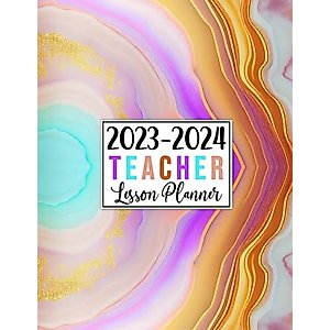 Teacher Lesson Planner 2023-2024: Large Weekly and Monthly Teacher Organizer Calendar | Lesson Plan Grade and Record Books for Teachers (Cute Rainbow Cover)