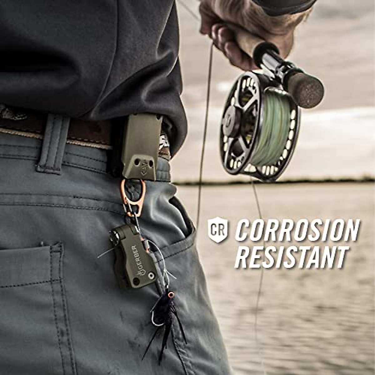 Gerber Gear Defender - Freshwater Fishing Retractable Tether for Fishing, Flat Sage