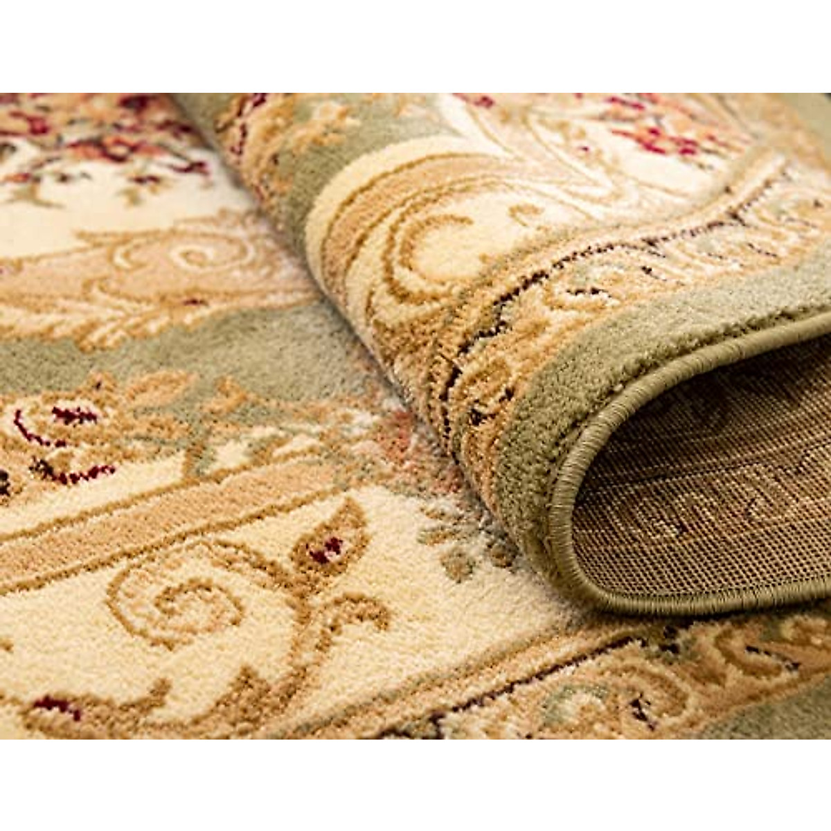 Unique Loom Versailles Collection Traditional Classic Floral Motif Area Rug (5' 0 x 5' 0 Octagon, Green/Ivory)