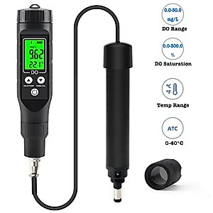 Generic Dissolved Oxygen Meter, Dissolved Oxygen Test Kit with Pen Shaped Polarographic Probe, Portable DO Tester for Aquarium Aquaculture Water Test, Bluetooth App Control, DO Range 0.0‑30.0mg/L