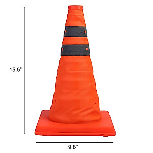 Sunnyglade 4 Pack 15.5 inch Collapsible Traffic Cones Multi Purpose Pop up Reflective Safety Cone