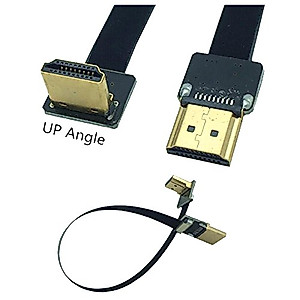 Kework FPV HDMI Cable, 20cm FPV HDMI Slim Flat Cable, 90 Degree Upward Standard HDMI Male Interface to Standard HDMI Male Interface for RED BMCC FS7 C300 (Single Upward)
