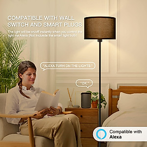 Floor Lamps for Living Room, Modern Standing Lamp with Bulb(12W, 2700K), Black Lamp Shades, Foot Switch, Simple Pole Lamps Corner Lamp for Bedroom,Office, Living Room, Den, Bright Reading Floor Lamp