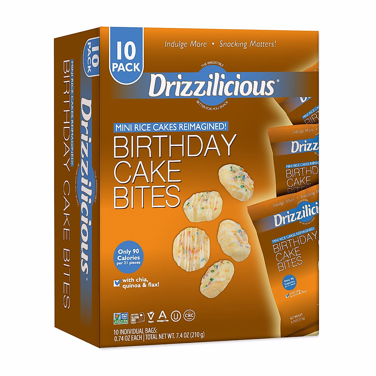 Drizzilicious - 0.74 oz 10 Pack Mini Rice Cake (Birthday Cake)