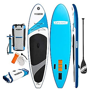 Lifetime Vista Inflatable Stand Up Paddle Board, 11' Long x 32" Wide x 6" Thick, Durable and Lightweight SUP, Stable Wide Stance Deck, Includes Backpack, Paddle, Pump, Removable Fin and Repair Kit