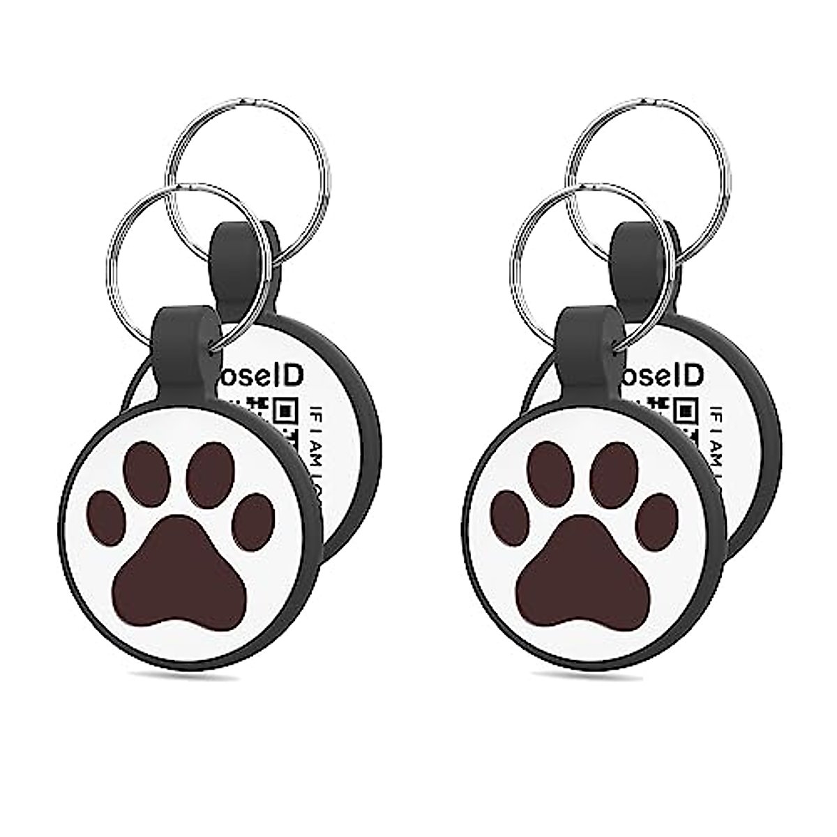 WhoseID QR Code Cat Tag, Modifiable Pet Online Profile Display Page, Multiple Emergency Contact, Silent Silicone Cat Tag, Collar Accessories, Personalized Cat Tag (Small Breeds - 1", Black & Black)