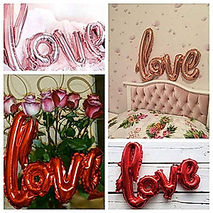 Large Red LOVE Foil Balloons Banner,42 Inch Mylar Foil Letters Balloons Reusable Ecofriendly Material for Wedding Bridal Shower Anniversary Engagement Party Decorations Supplies