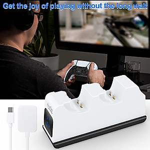 PS5 Controller Charging Station with Fast Charging AC Adapter, HEYSTOP Safety PS5 Controller Charger, Dualsense Charging Station for Playstation 5 with Intelligent Chip Protection