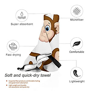 Quick Dry Towel Cartoon Monkey Beach Towel Microfiber Quick Dry Sand Free Towel Travel Beach Towels with Pocket for Women Men Lightweight Beach Towel Pool Swimming Gym Travel Gift