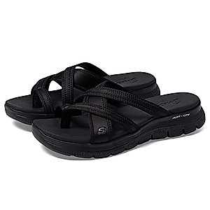 Skechers Women's Flex Appeal 4.0-Startup 3.0 Sport Sandal, Black/Black, 7