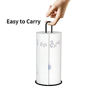 Simple Stand Up Paper Towel Holder Countertop – Easy One-Handed Tear Kitchen Paper Towels Dispenser for Standard Paper Towel Rolls,Magnetic Paper Towel Holders for Farmhouse,Bathroom,Kitchen Black