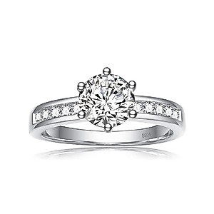 OLIVIASO 925 Sterling Silver Engagement Ring 2.5ct Round Solitaire Cubic Zirconia Rings Promise Eternity Rings for Women Size 6