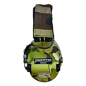 Swatcom Active8 Waterproof Military Spec Electronic Hearing Protection Headset - Headband (Carbon Fiber Cups - Black Leather Headband)