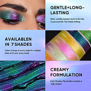MAKI YIKA Glitter Eyeshadow Teal Liquid Multichrome Eyeshadows Long Lasting, Metallic Chameleon Eye Shadow Smudgeproof Holographic Multi-Dimensional Eye Looks (#3 Dawn)