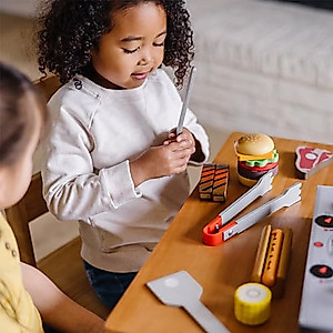 Melissa & Doug Grill and Serve BBQ Set (20 pcs) - Wooden Play Food and Accessories