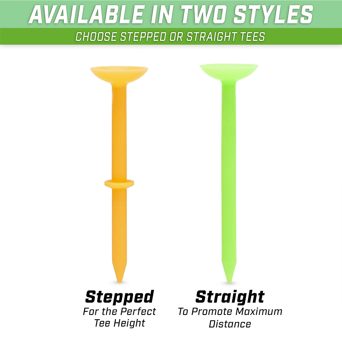 GoSports 3.25” Widemouth Tees Plastic Golf Tees, 60 Tee Player’s Pack - Max Distance and Easier Teeing