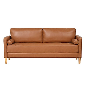 Lifestyle Solutions Lexington Sofa, Faux Leather, Caramel