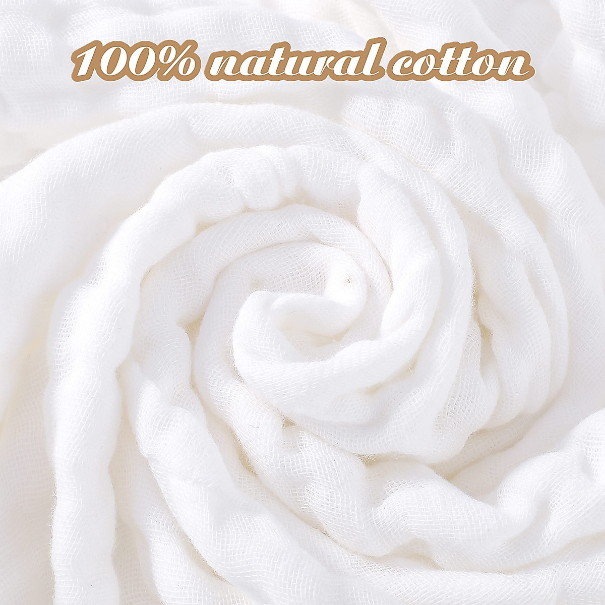 HardNok White Muslin Swaddle Blanket 6 Layer Super Soft Receiving Blanket, Breathable Baby Muslin Blanket for Boys Girls as Shower Gift (1, White 40x40)