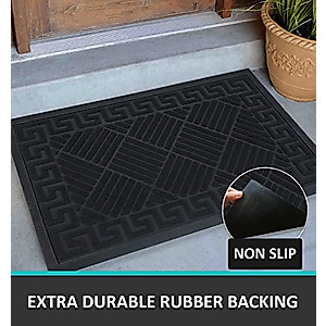 2 Pack Door Mats Outdoor Indoor Entrance 30x18 Heavy Duty Easy Clean Welcome Mat Patio Waterproof, Non-Slip Exterior Rubber Doormat for Outside Entry Home, Front Door Matts, Entryway Floor Rug, Black