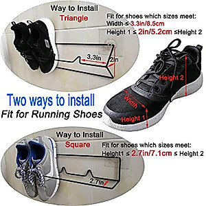 Esdella Shoes Rack Organizer Wall Mounted Storage Shelf Shoe Holder Keeps Shoes Off The Floor (Black, 4 Pack)