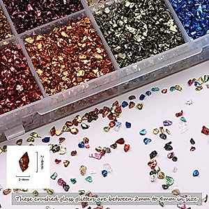 Crushed Glass Glitter, 24 Colors Irregular Crystal Chips Chunky Flakes Sequins Crushed Glass for Resin Geode Art Nail Arts Craft DIY Vase Filler Epoxy Resin Jewelry Making