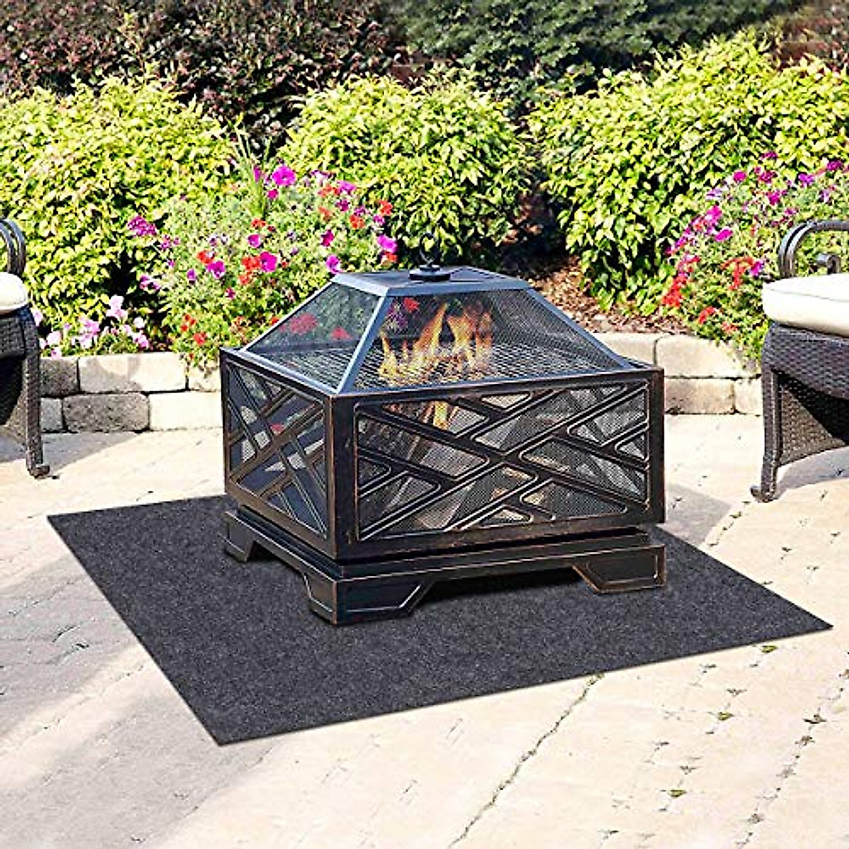 Fire Pit Mat—Stove fire mat，Retardant | Heat Resistant，Ember Mat and Grill mat，Absorbent Material， Protect Your Deck, Terrace, Lawn or Campground from Embers，Waterproof Backing，Washable (36"×36")